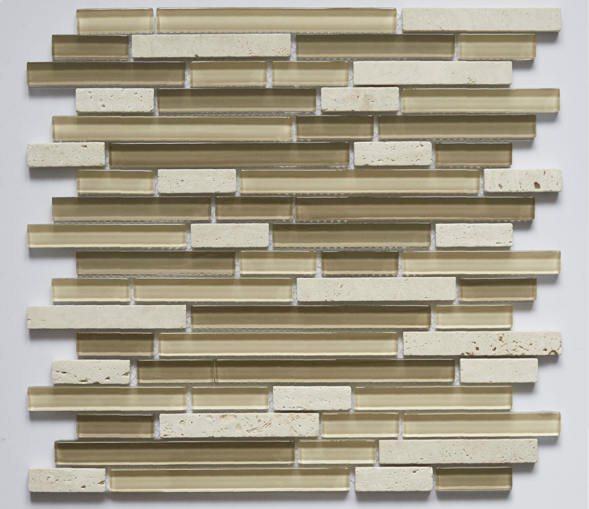 Glass and Stone Blend Linear Mosaics - Lint Tile